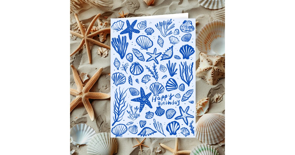 Seashells Beach Shells Ocean Happy Birthday Card | Zazzle