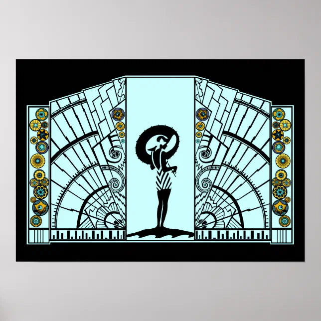 Seaside Deco - Aqua & Yellow - Print/Poster Poster | Zazzle