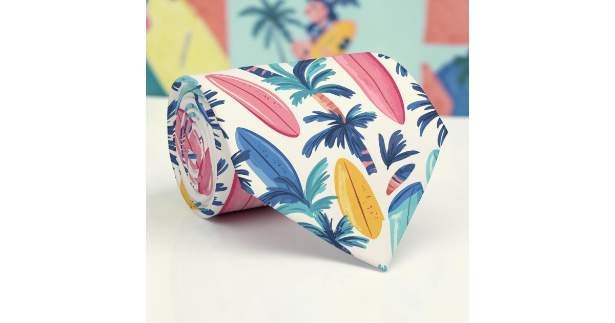 Seasonal Summer Surf Board Pattern Necktie Tie | Zazzle