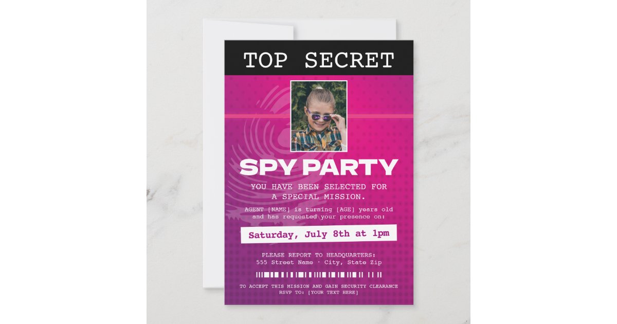 Secret Agent Spy Party Invitation | Zazzle