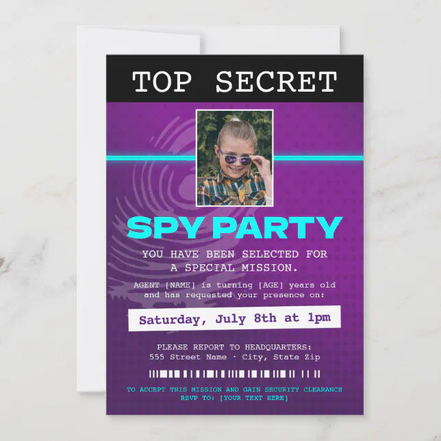 Secret Agent Spy Party Invitation | Zazzle