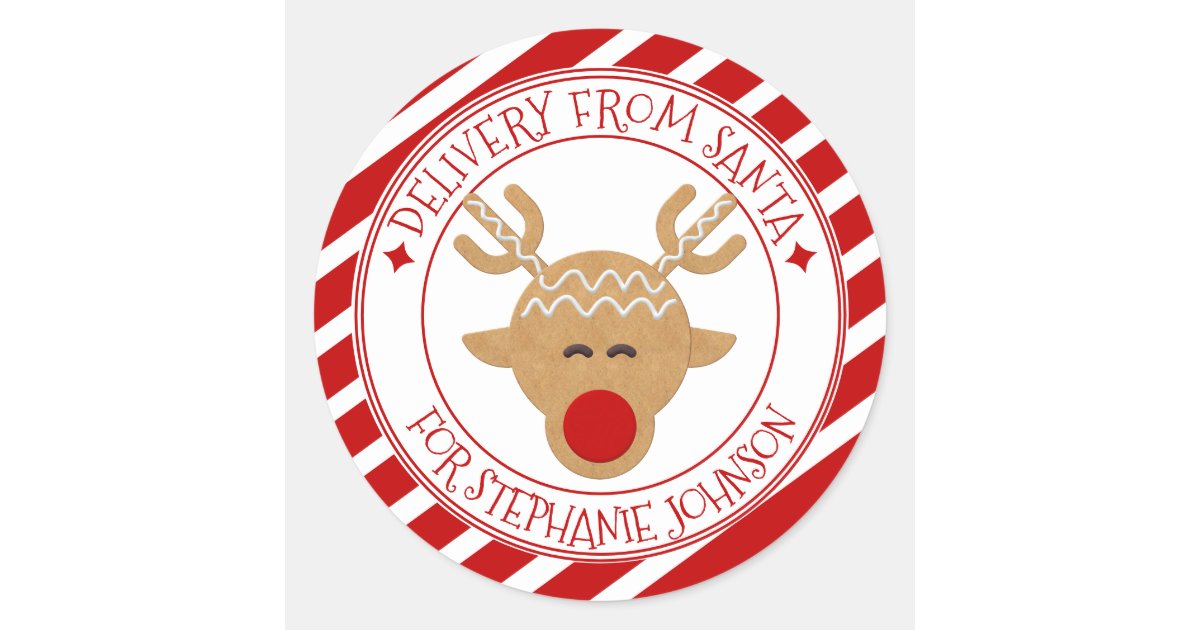 Secret delivery form Santa Christmas reindeer Classic Round Sticker ...