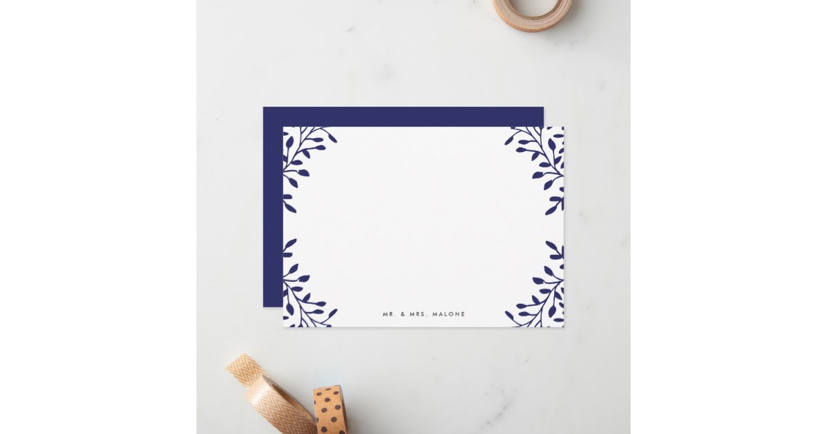Secret Garden Wedding Stationery - Navy Note Card | Zazzle