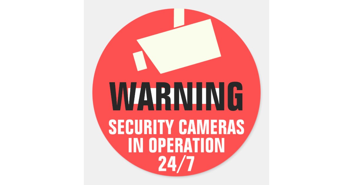 Security Camera Round Warning Sticker | Zazzle