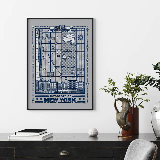 Seinfeld | Hot Spots of New York Map Poster | Zazzle
