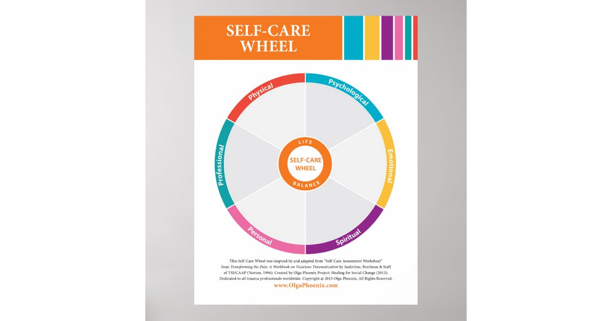 Self Care Wheel in Color! (Blank) Poster | Zazzle
