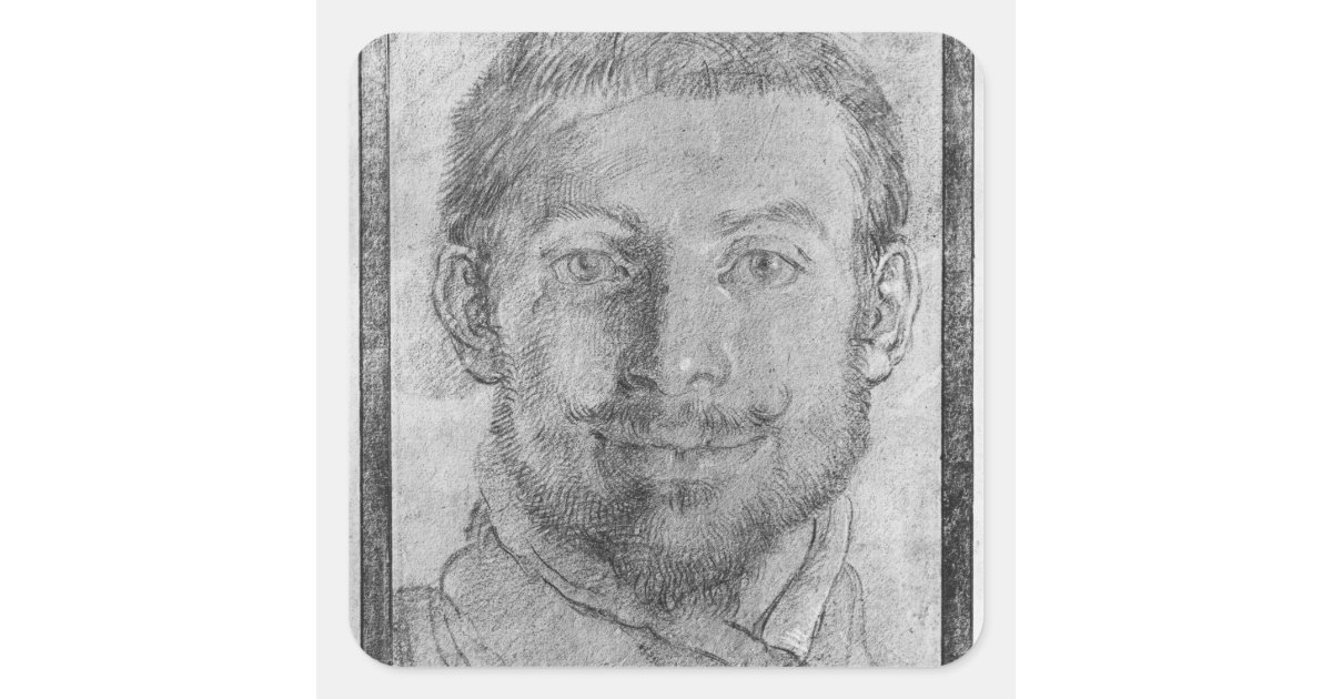 Self portrait square sticker | Zazzle
