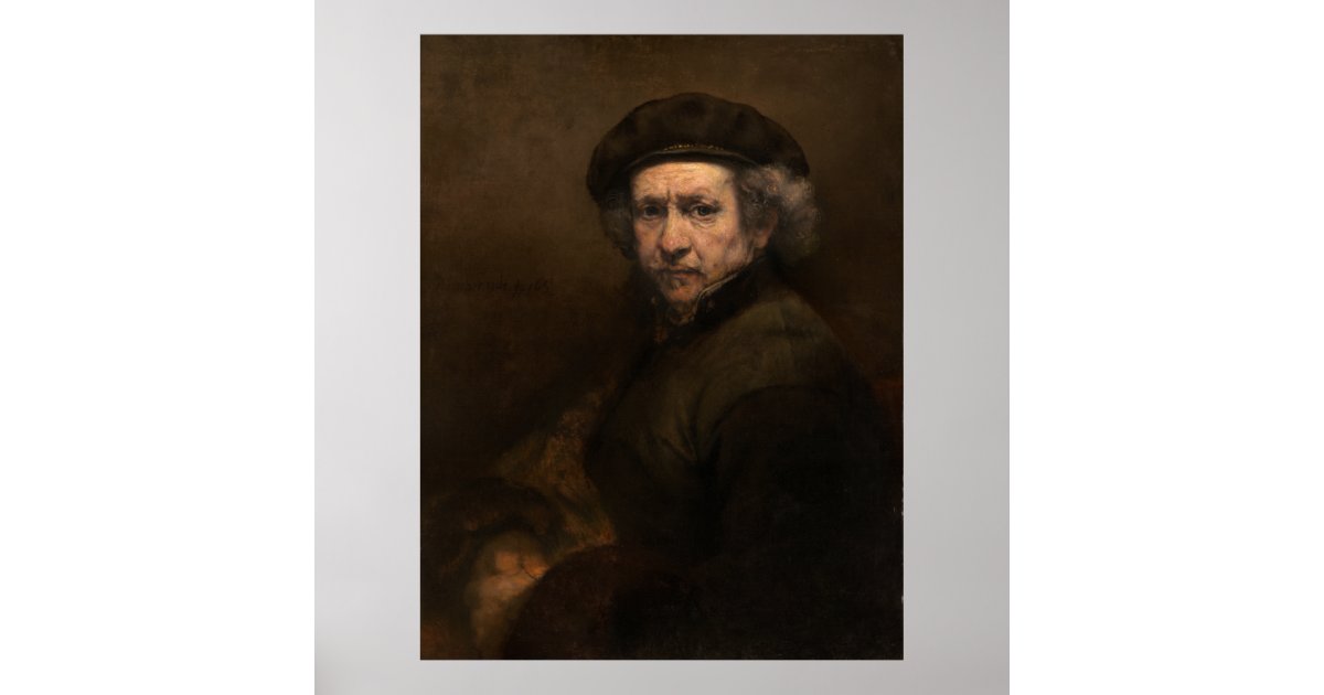 Self-Portrait with Beret by Rembrandt Poster | Zazzle