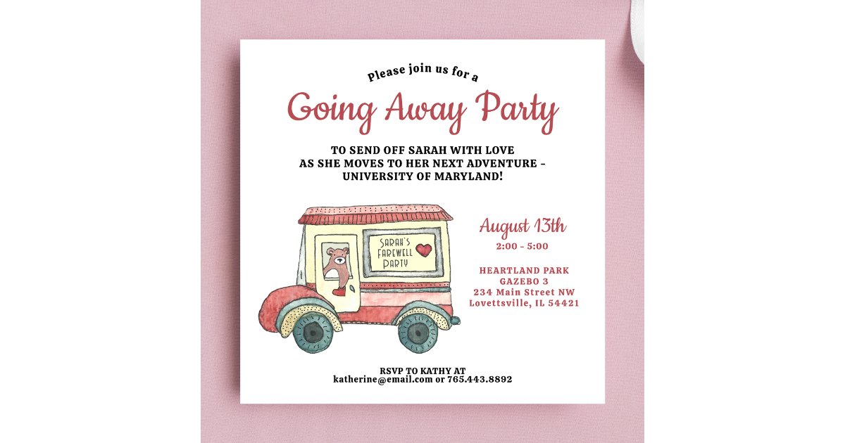 Send Off With Love Going Away Farewell Party Invitation | Zazzle