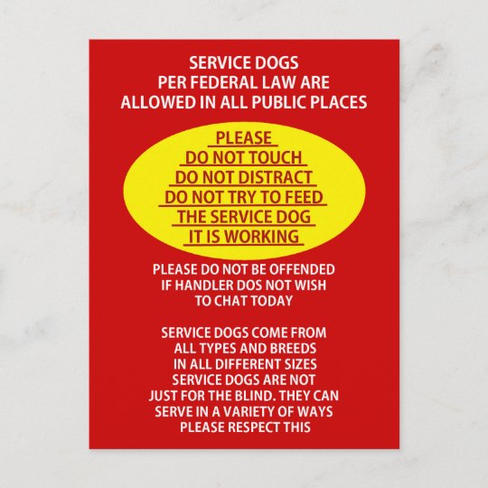 Service Dog Etiquette Postcard | Zazzle.co.uk