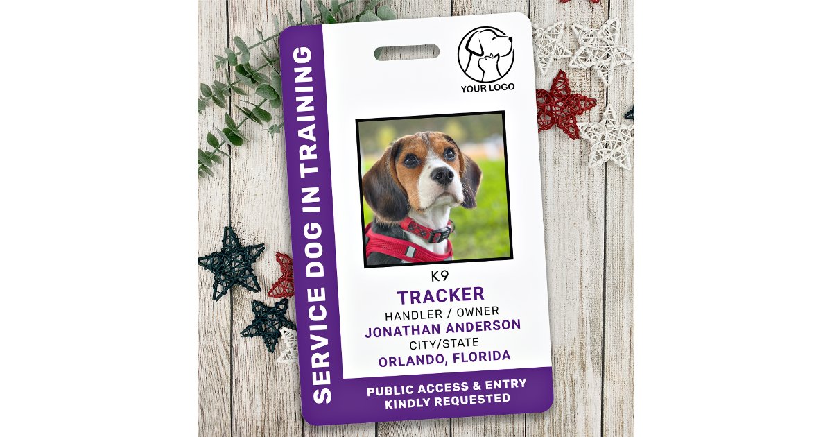 Service Dog In Training Custom Logo Photo ID ID Badge | Zazzle