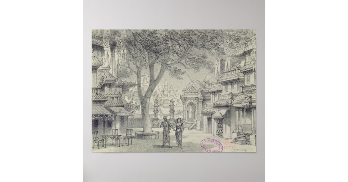 Set Design for Act II of the opera 'Lakme' Poster | Zazzle