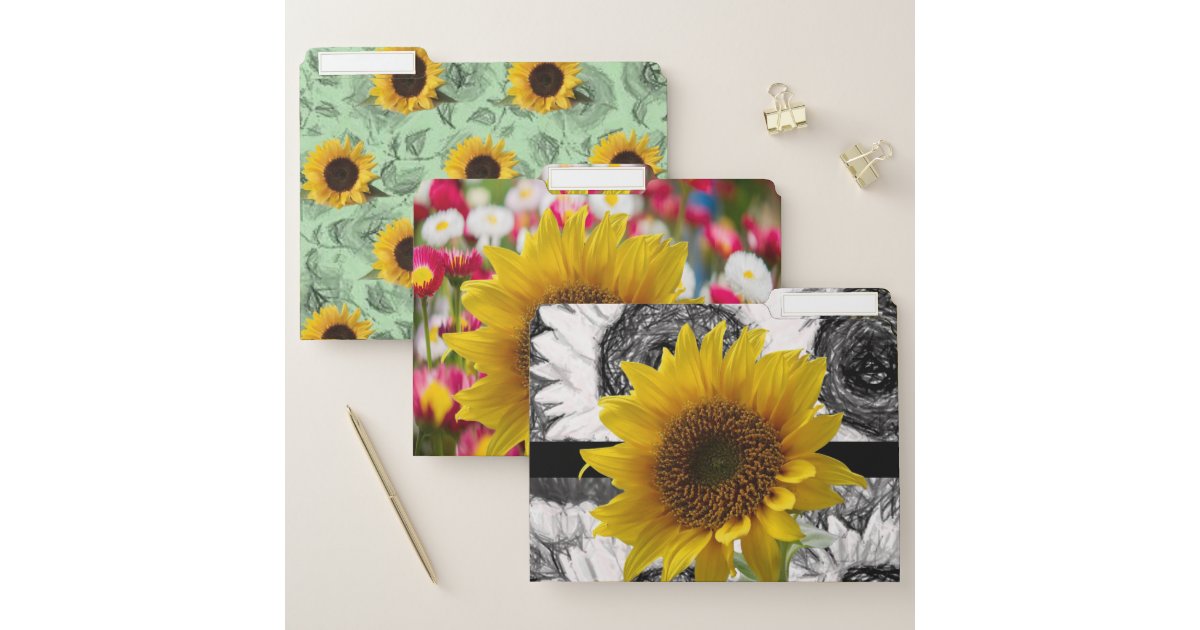 Set of File Folders Sunflower | Zazzle