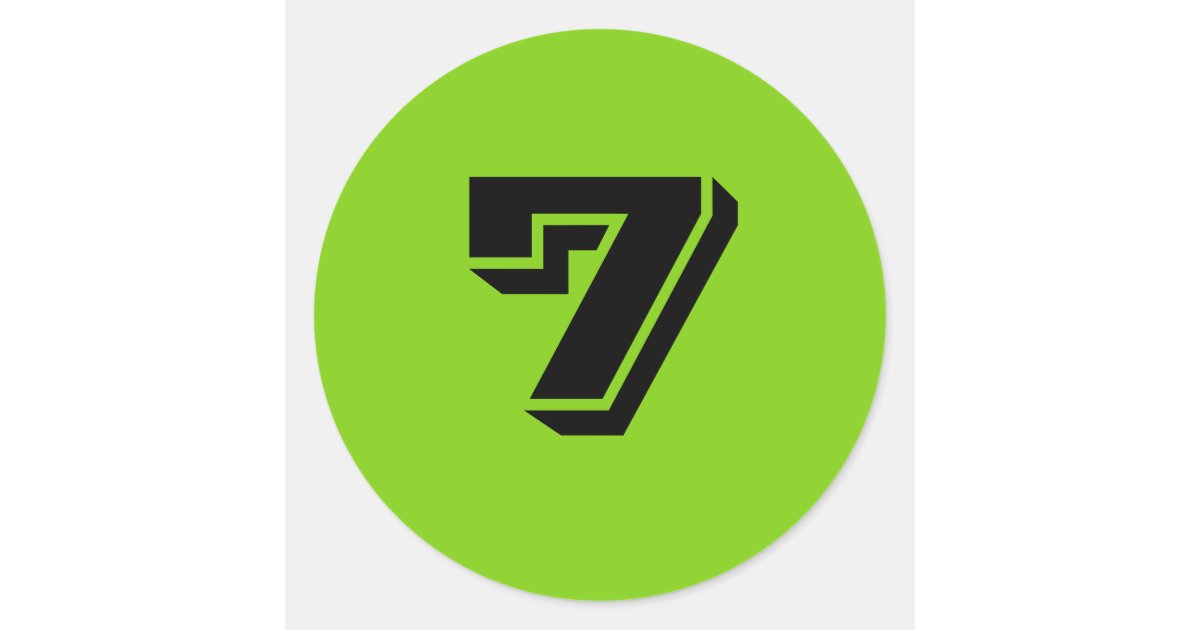 Seven Large Round Green Number Stickers by Janz | Zazzle