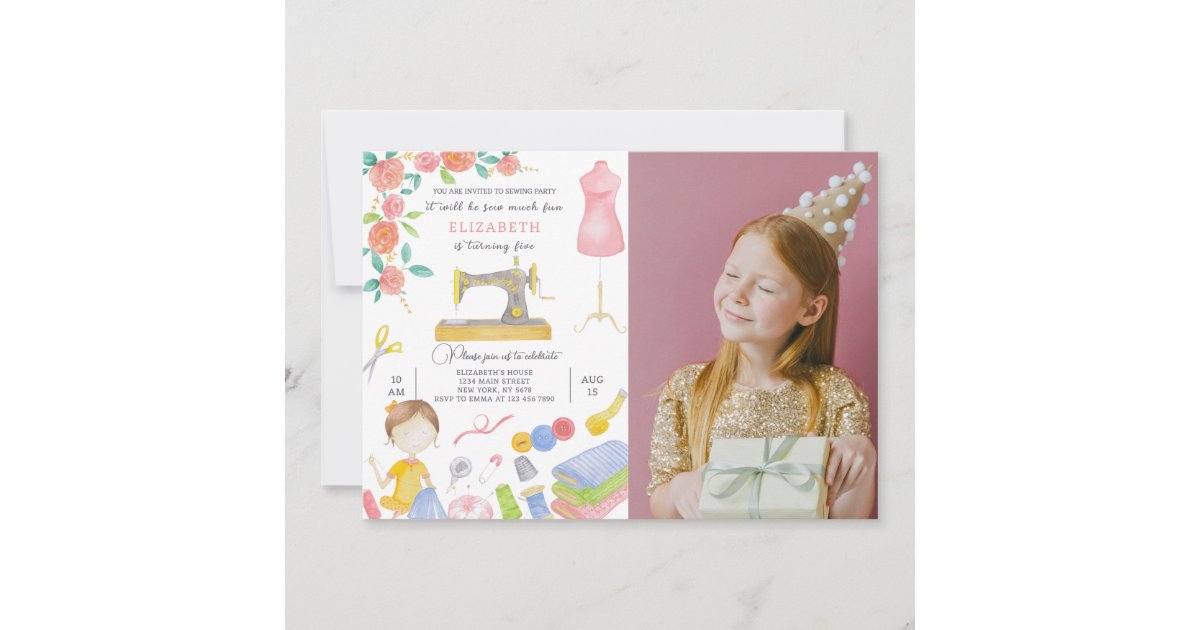Sewing Birthday Invitation With Photo | Zazzle