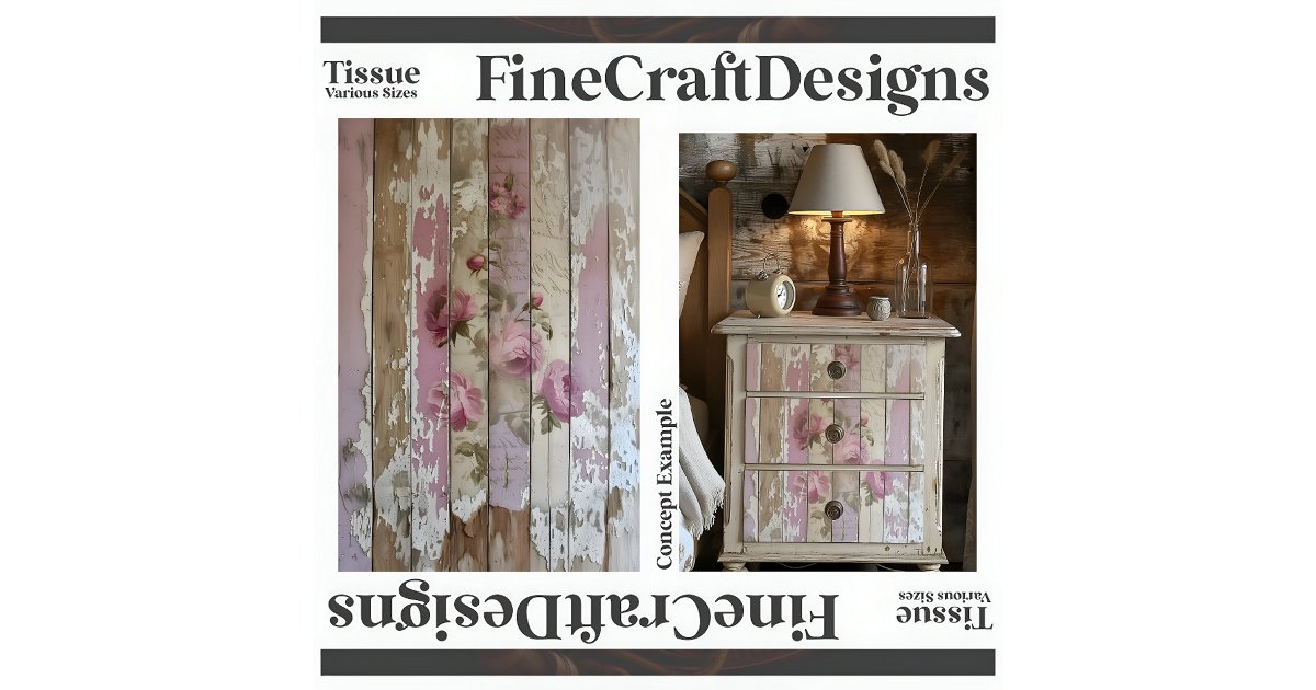 Shabby Chic Vintage Roses On Wood A2L Decoupage Tissue Paper | Zazzle