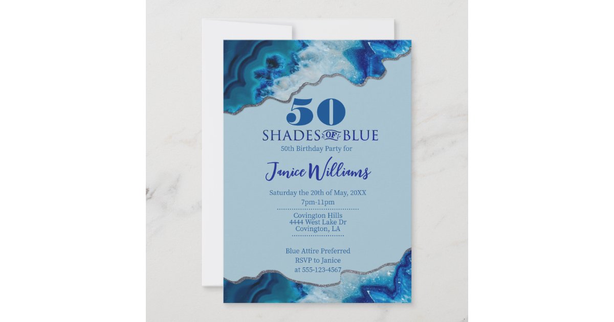 Shades of Blue Birthday Invitation | Zazzle