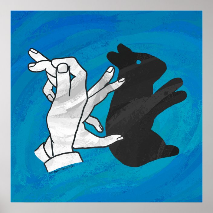 Shadow Rabbit On Blue Poster | Zazzle.co.uk
