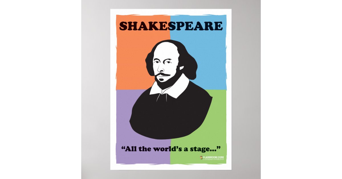Shakespeare 18" x 24" Colourful Classroom Poster | Zazzle