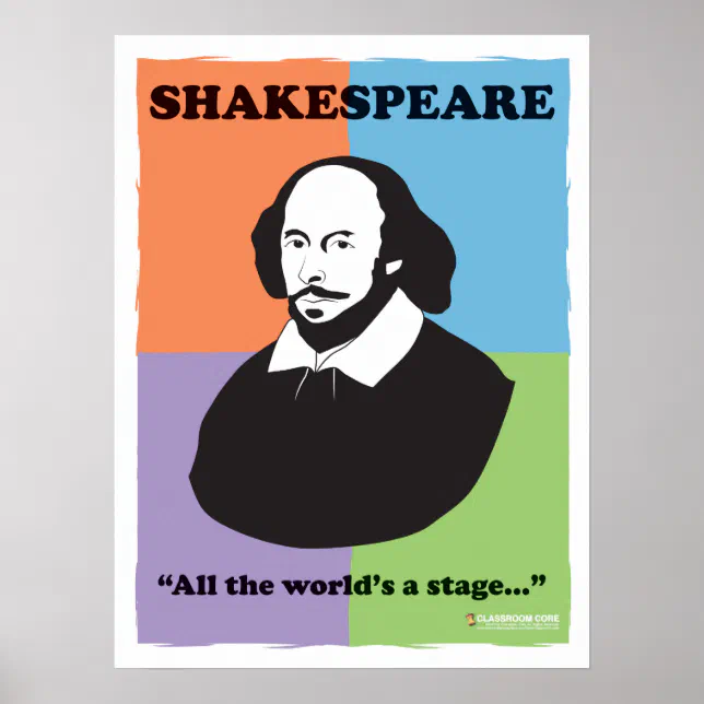 Shakespeare 18" x 24" Colourful Classroom Poster | Zazzle