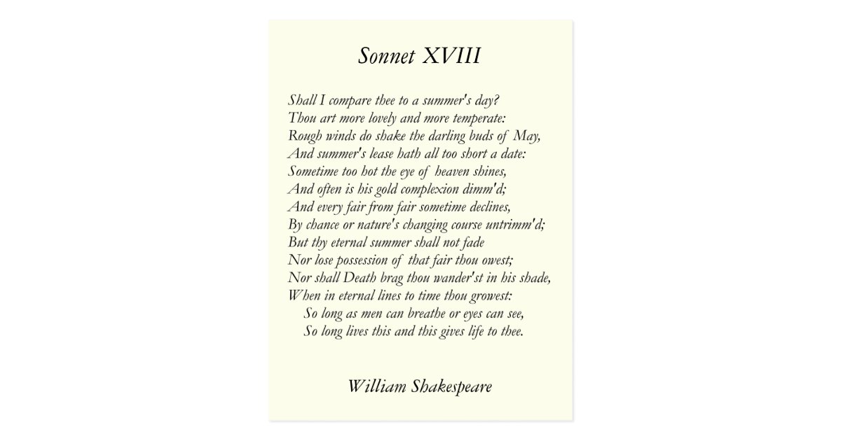 Shakespeare Sonnet # 18 Postcard | Zazzle.co.uk