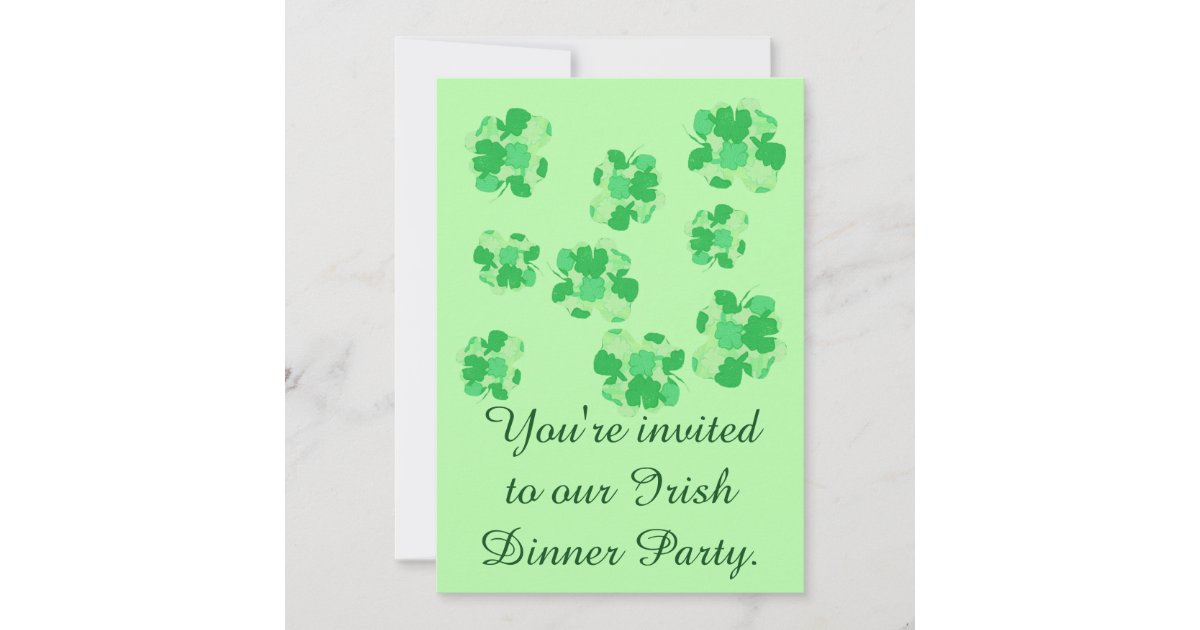 Shamrocks Irish Dinner Party Invitations | Zazzle