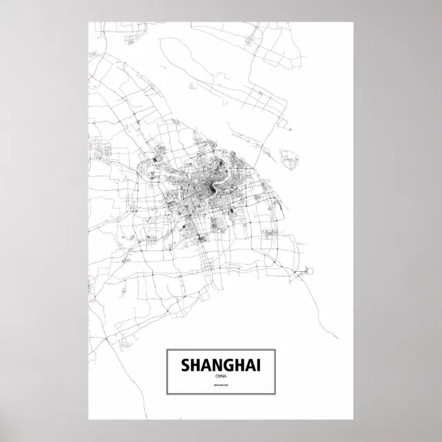 Shanghai, China (black on white) Poster | Zazzle