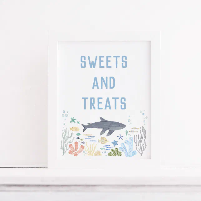 Shark Under The Sea Baby Shower Sweets Poster | Zazzle