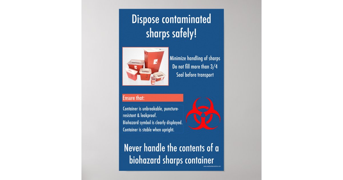 Sharps safety educational poster | Zazzle