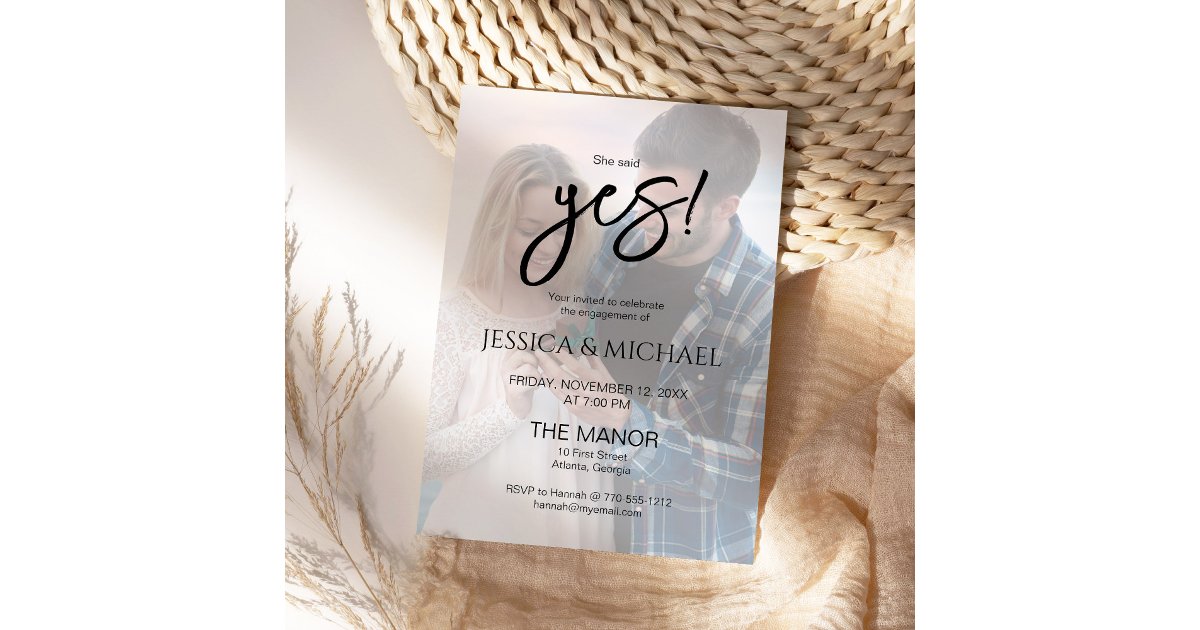 She Said Yes! Photo Engagement Party Invitation | Zazzle