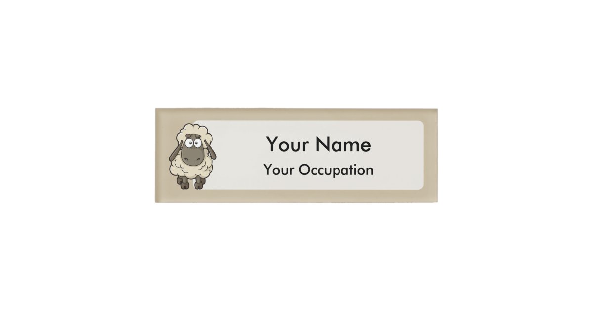 Sheep Cartoon Beige Name Tag | Zazzle