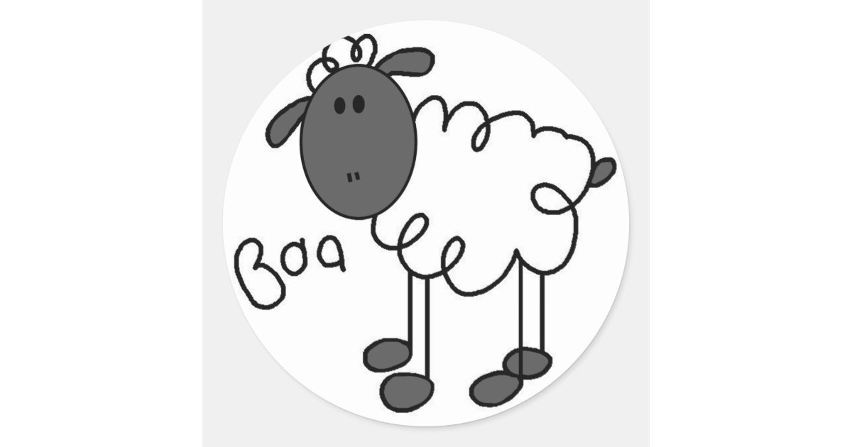 Sheep Stick Figure Sticker | Zazzle.co.uk