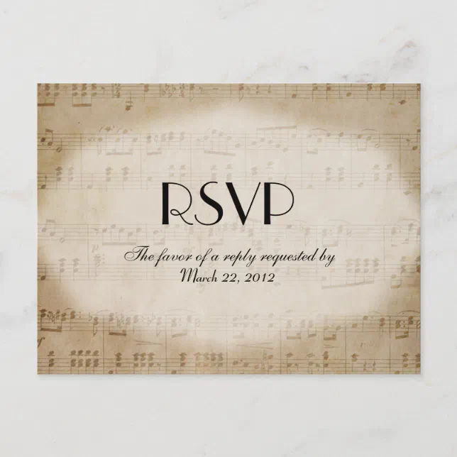 Sheet Music Theme RSVP Dinner Choices Invitation Postcard | Zazzle
