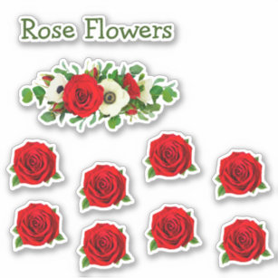 Red Flower Bouquet Stickers & Labels | Zazzle UK