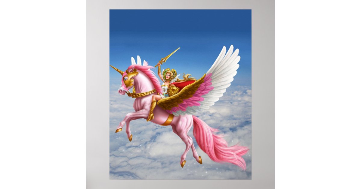 SheRa and Swiftwind soaring in the clouds Poster | Zazzle