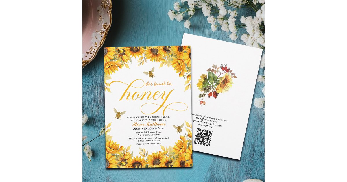 Shes Found Her Honey QR Code Bridal Shower Invitation | Zazzle