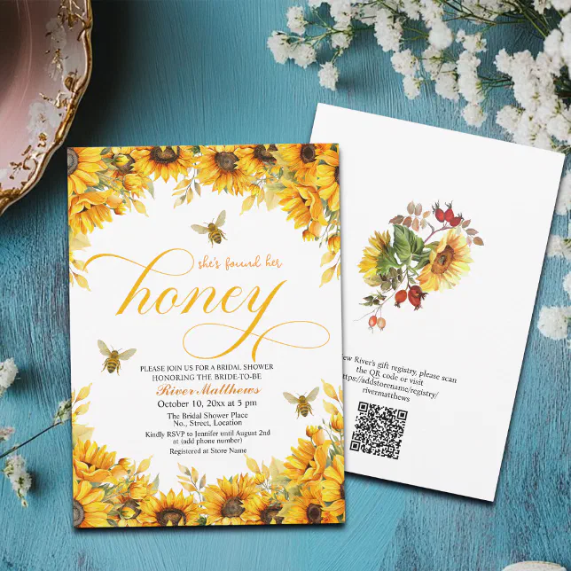 Shes Found Her Honey QR Code Bridal Shower Invitation | Zazzle