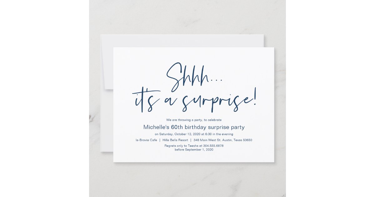 Shhh, It's a Surprise Birthday Party Celebration Invitation | Zazzle