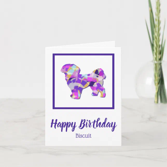 Shih Tzu Dog Silhouette Cute Purple PY&B Birthday Card | Zazzle