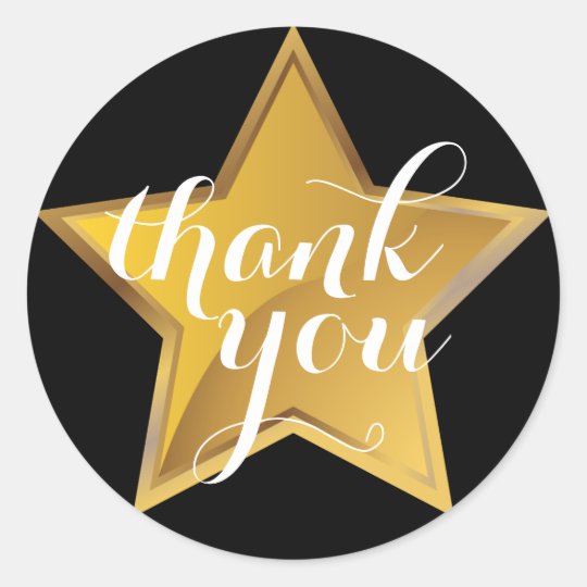 Shiny Gold Star Thank You Sticker | Zazzle.co.uk