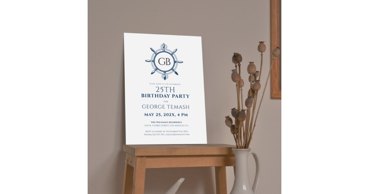 Ship’s Wheel Rope Birthday Party Invitation | Zazzle