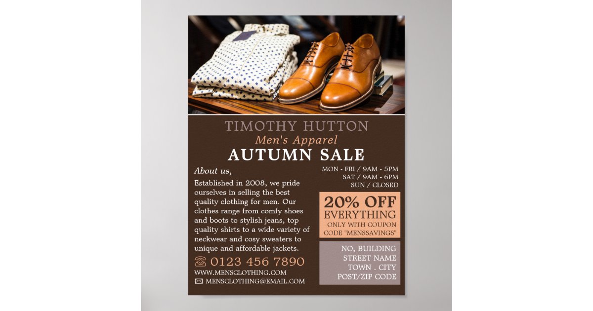 Shirts and Shoes, Men's Clothing Store Advertising Poster | Zazzle