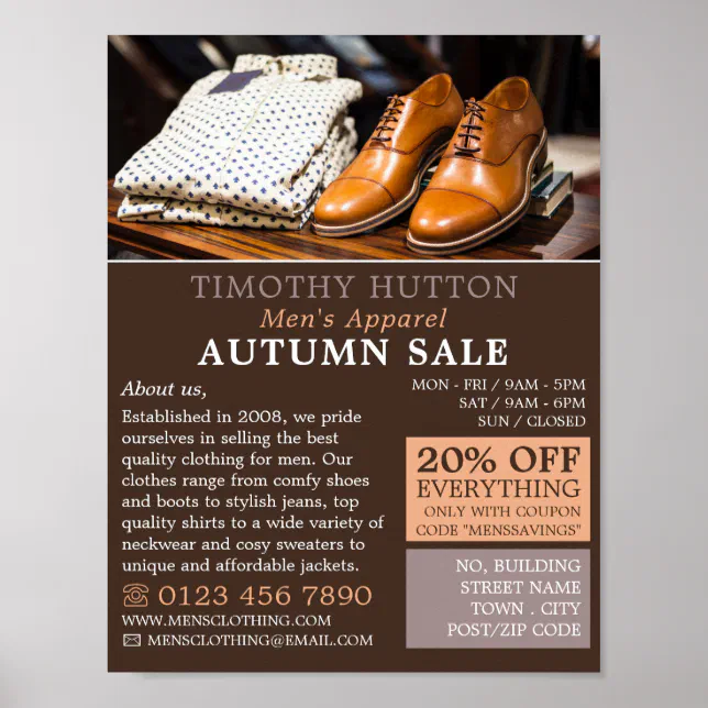 Shirts and Shoes, Men's Clothing Store Advertising Poster | Zazzle