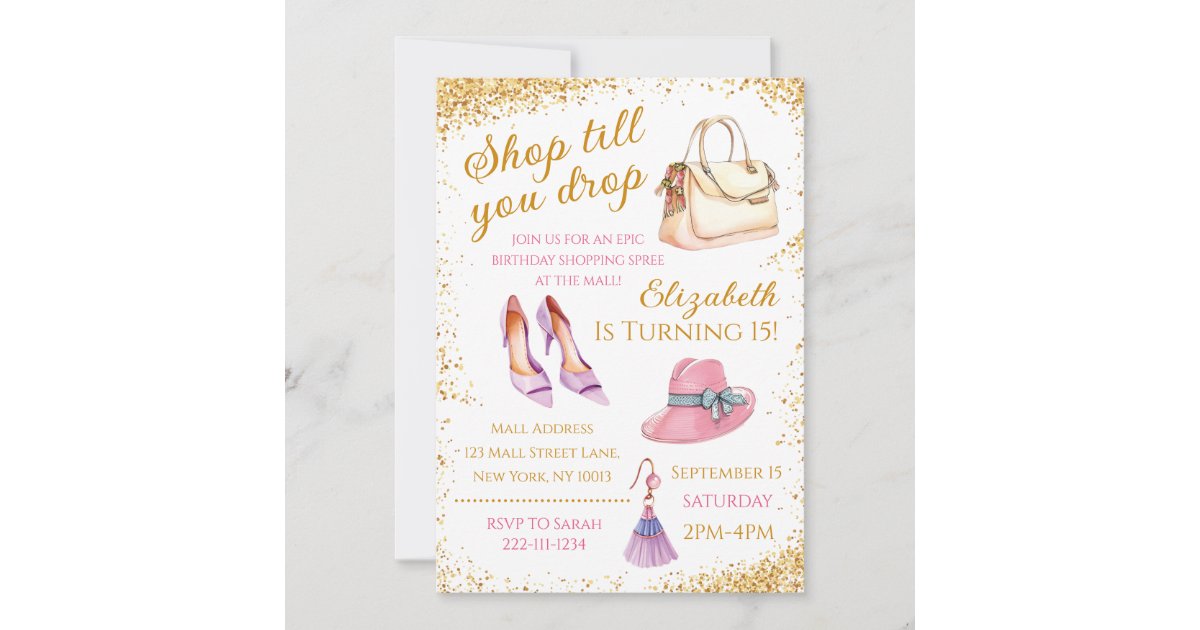 Shopping Spree Birthday Invitation | Zazzle