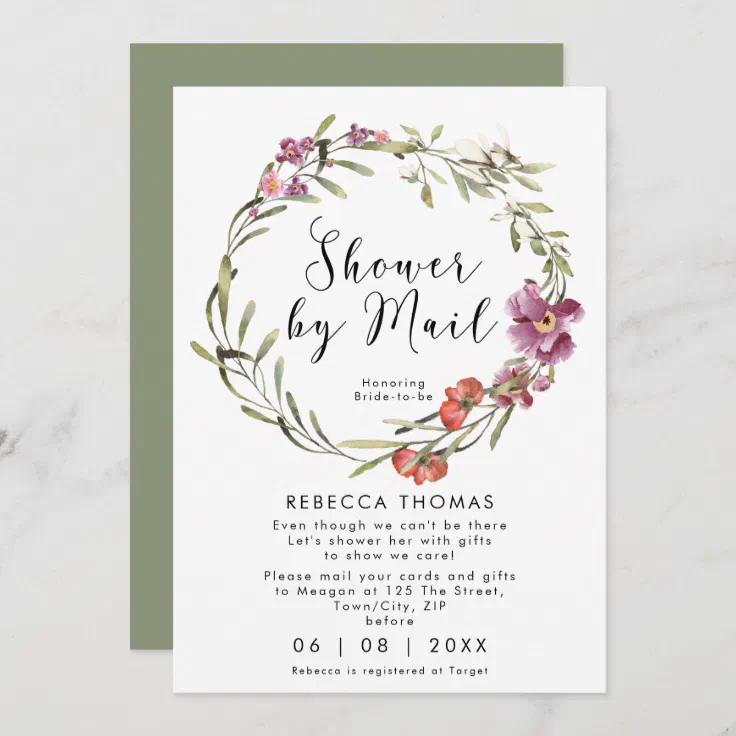shower by mail floral virtual bridal shower invitation | Zazzle