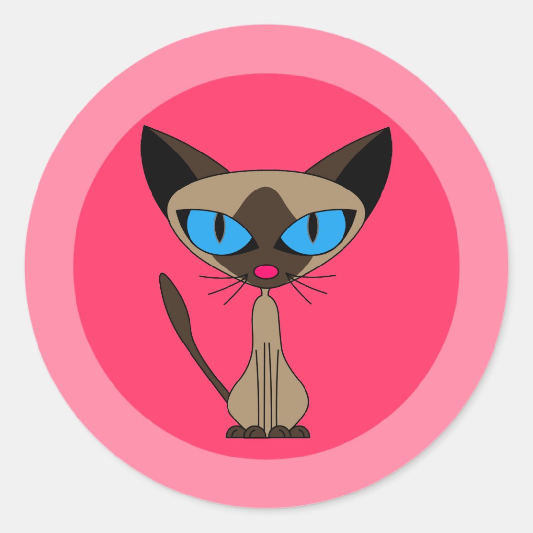 Siamese Cat, Pink Stickers | Zazzle
