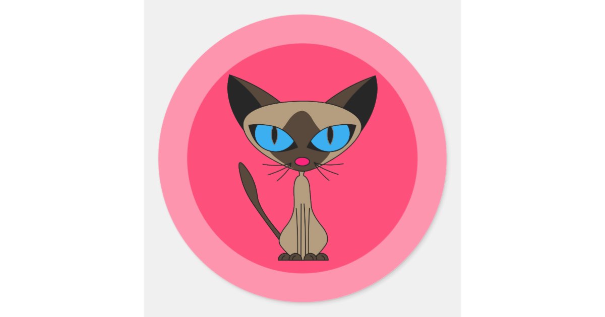 Siamese Cat, Pink Stickers | Zazzle