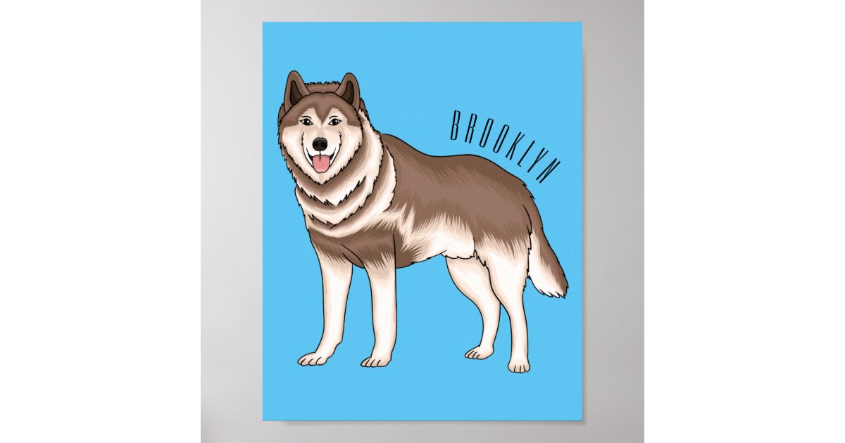Siberian husky cartoon illustration poster | Zazzle