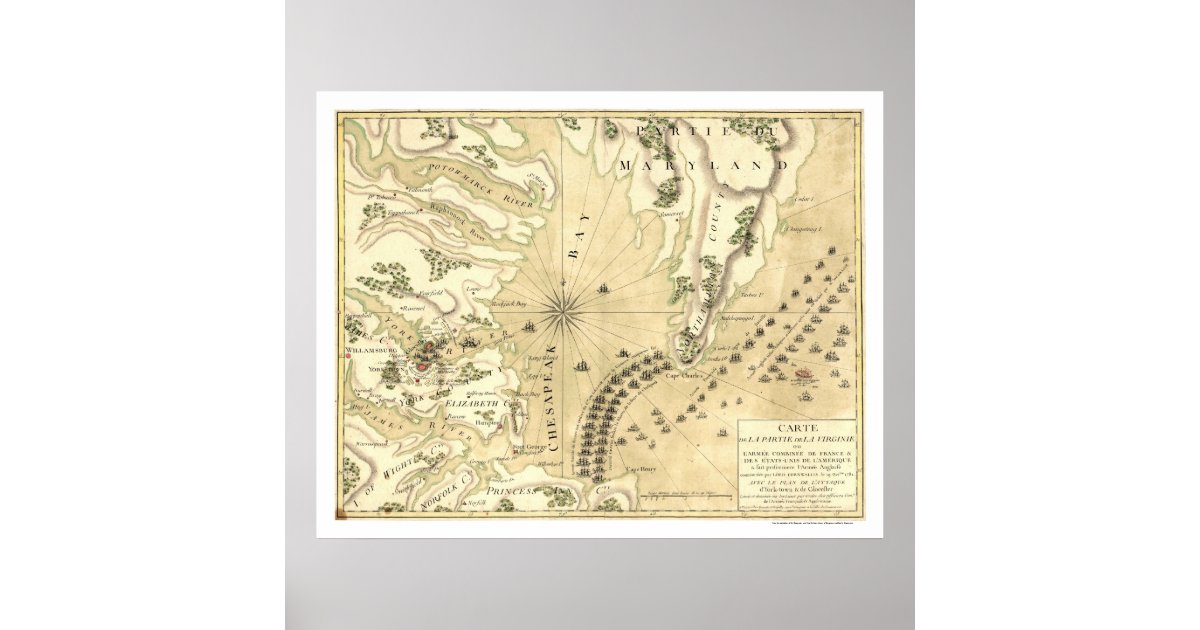 Siege of Yorktown Map 1781 Poster | Zazzle