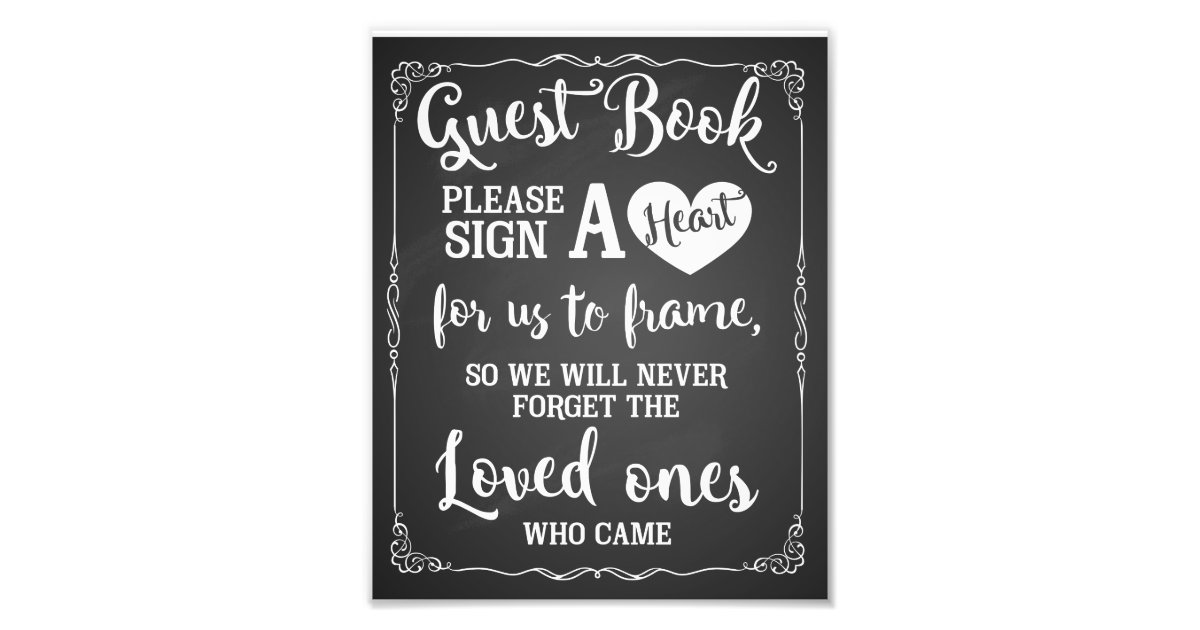 sign a heart guest book wedding sign | Zazzle